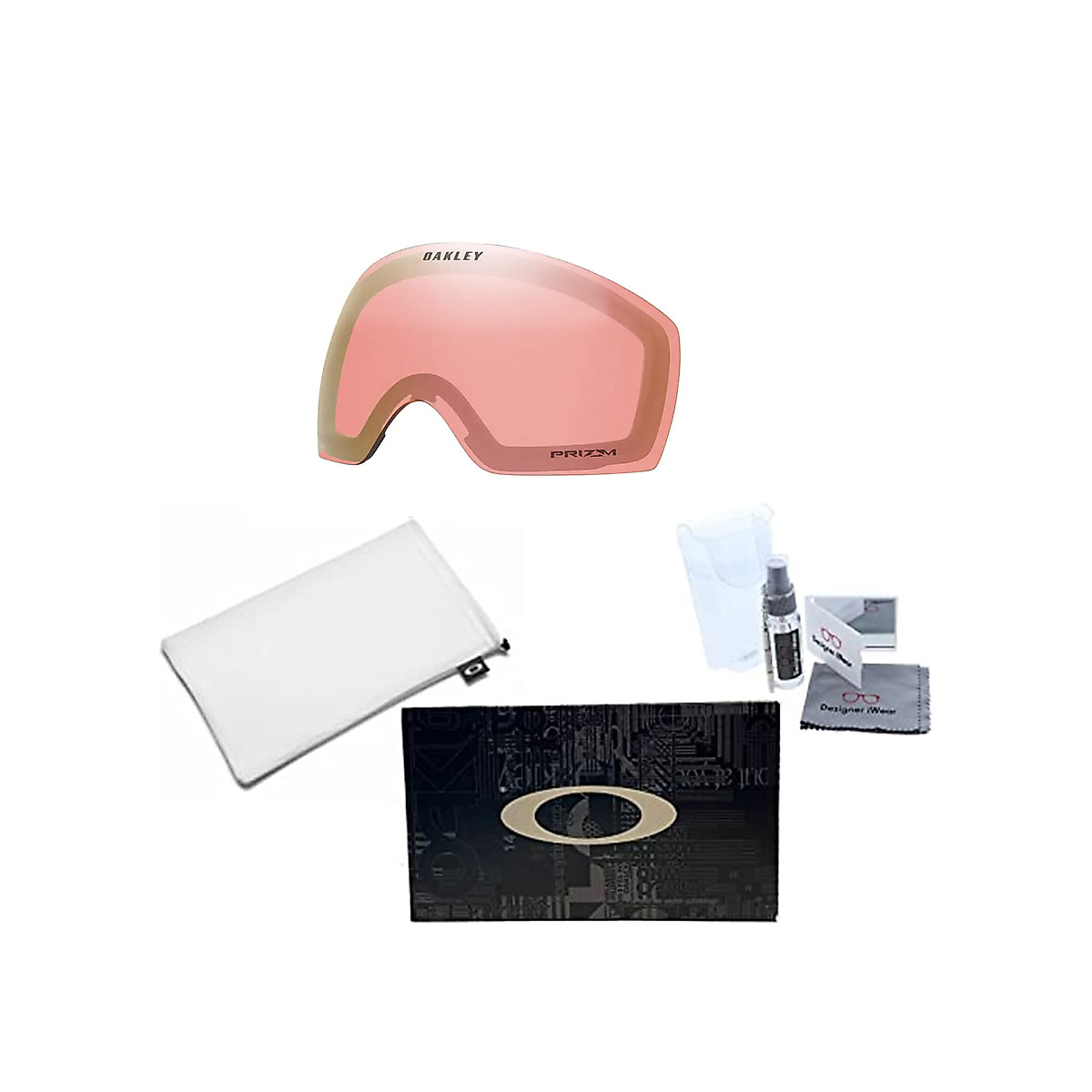 Oakley Flight Deck Medium Prizm Rose Gold REPLACEMENT LENSES OO7064 Ski Goggles For Men For Women + BUNDLE with Designer iWear Eyewear Kit…