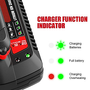 2Pack 20V 3.5Ah Replacement Craftsman V20 Craftsman 20V Lithium Battery and Charger Kit for CMCB202 CMCB204 CMCB206 CMCB201 CMCB100 CMCB124 with CMCB104 Craftsman 20V Battery Charger