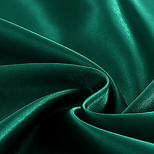 Homiest 4pcs Satin Sheets Set Luxury Silky Satin Bedding Set with Deep Pocket, 1 Fitted Sheet + 1 Flat Sheet + 2 Pillowcases (Queen Size, Blackish Green)