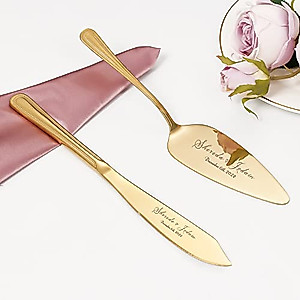 Cake Cutting Set for Wedding, Personalized Wedding Cake Knife and Server Set, Vintage Engraved 2-Piece Pie Cake Cutter Serving Set, Custom Bridal Anniversary Birthday Quinceañera Gift