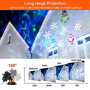 GreenClick Christmas Projector Lights,2023 Upgrade Snowflake & 64 Patterns Holiday Projector Lights Outdoor with Remote Control Timer Ocean Wave Projector for Party Home Valentines Garden Decoration