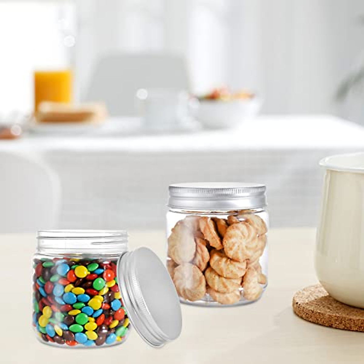 Fasmov 25 Pack 8 Ounce Clear Plastic Jars Containers with Screw On Lids, Round Empty Plastic Slime Storage Containers for Kitchen & Household Storage - BPA Free