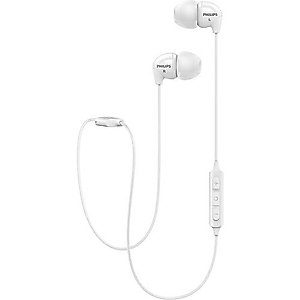 PHILIPS UpBeat Bluetooth Headphones - Stereo - Wireless - Bluetooth - 32.8 ft - 16 Ohm - 20 Hz - 20 kHz - Behind-The-Neck, Earbud - Binaural - in-Ear - Noise Reduction Microphone - White