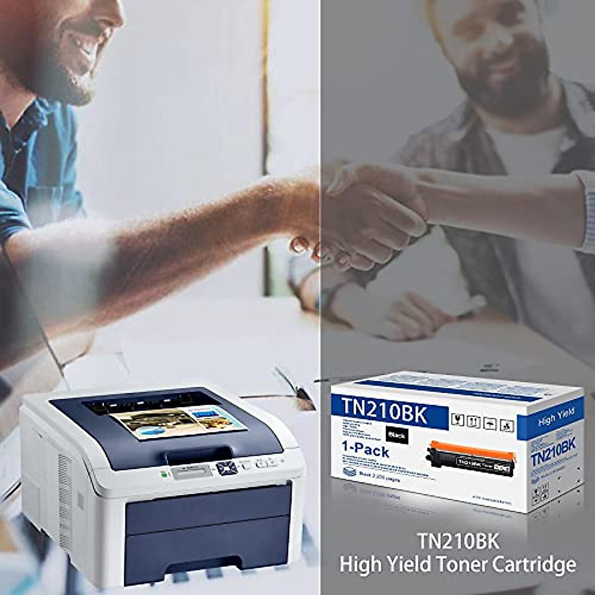 High Yield TN210 TN210BK Toner Cartridge Replacement for Brother TN-210 HL-3040CN HL-3045CN HL-3070CW HL-3075CW MFC-9010CN MFC-9120CN MFC-9125CN MFC-9320CW Printer Toner (Black, 2-Pack)