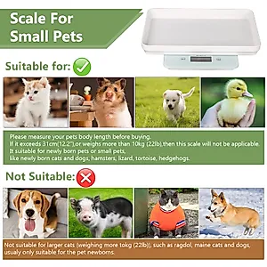 Digital Small Animals Scales for Weighing with Tape Measure, Detachable Tray Puppy Whelping Scale with High Precision Weigh Your Kitten, Rabbit, Multifunction Scales for Small Dogs Cats Crawl Pet