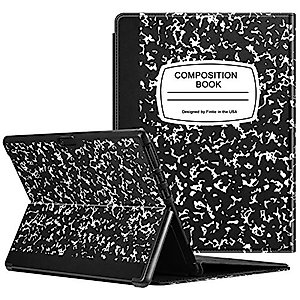 Fintie Case for Microsoft Surface Pro X (2021/2020/2019) - Hard Shell Slim Portfolio Cover Compatible with Type Cover Keyboard for 13 Inch New Surface Pro X (SQ1/SQ2), Composition Book