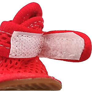 GabeFish Small Dog Summer Mesh Sandal Shoes Puppy Cats Breathable Paw Protectors Red Size 2