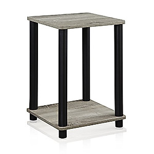 FURINNO Turn-N-Tube Haydn End Table, 1-Pack, French Oak Grey/Black