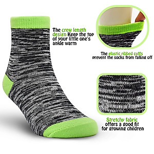 SPTRAMLE Boys Socks, Ankle Crew Socks for Toddler Kids Boys Girls(5-7 Years Old), 12 Pairs Athletic Half Cushion Ankle Socks Set