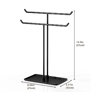 bussdis Necklace Stand Aesthetic Necklace Holder: Black Metal Necklace Organizer for Home Decor