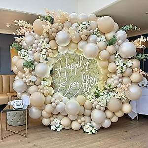 Pearl white Double-Stuffed Balloon Garland Arch Kit,154 Pcs Different Sizes 12/10/5 inch White Sand Cream Balloons For Bridal Shower Birthday Anniversary Wedding Decorations