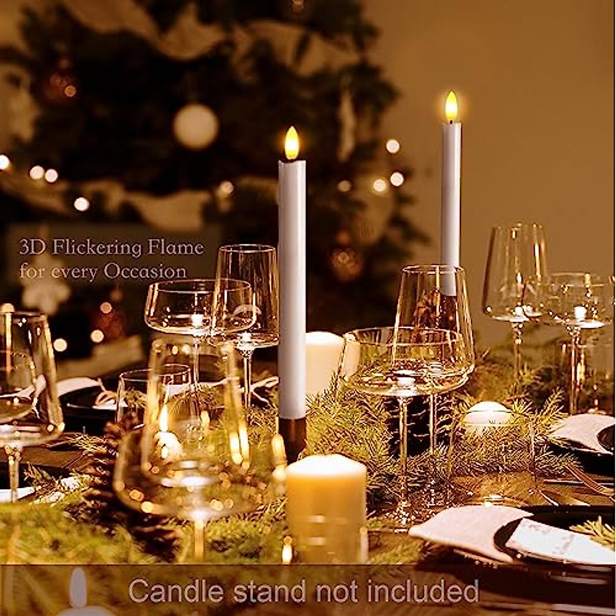 Arora Remote Control Flameless Taper Candles, S/6 3D Flickering Battery Operated LED Window Candles Encased with Real Wax to Light Up Your Home