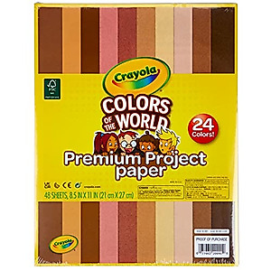 Crayola Construction Paper in Colors of The World, 8.5” x 11”, 24 Colors, Craft Supplies, 48 Sheets