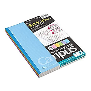 Kokuyo Campus Notebook, B 6mm(0.24in) Dot Ruled, Semi-B5, 30 Sheets, 35 Lines, Pack of 5, 5 Colors, Japan Improt (NO-3CBTNX5)