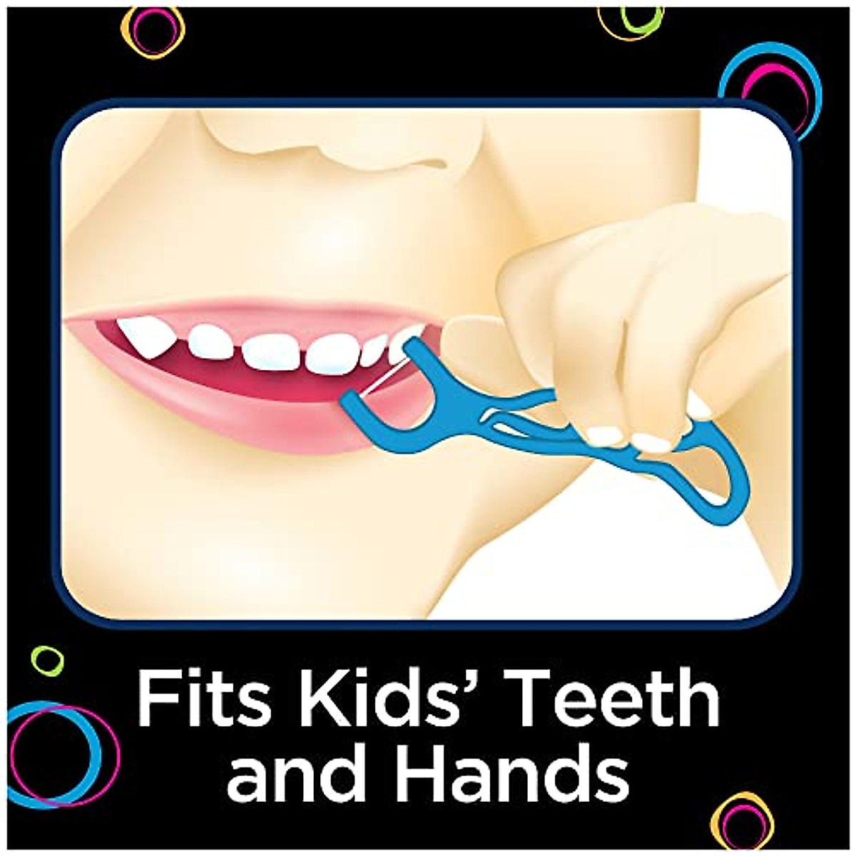 DenTek Kids Fun Flossers, Removes Food & Plaque, Wild Fruit Flavored Floss Picks, 75 Count, 6 Pack