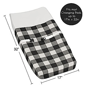 Sweet Jojo Designs Black and White Rustic Farmhouse Woodland Flannel Unisex Boy or Girl Baby Changing Pad Cover for Buffalo Plaid Check Collection - Country Lumberjack