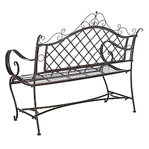SAFAVIEH PAT5017B Outdoor Collection Abner Rustic Brown Wrought Iron 46-inch Garden Bench