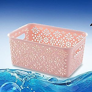 Cabilock Box Storage Basket Pantry Clothes Organizer for Closet Small Storage Bins Underwear Storage Organizer Hollow Storage Drawers for Clothes Stackable Basket Pink Clothing Container