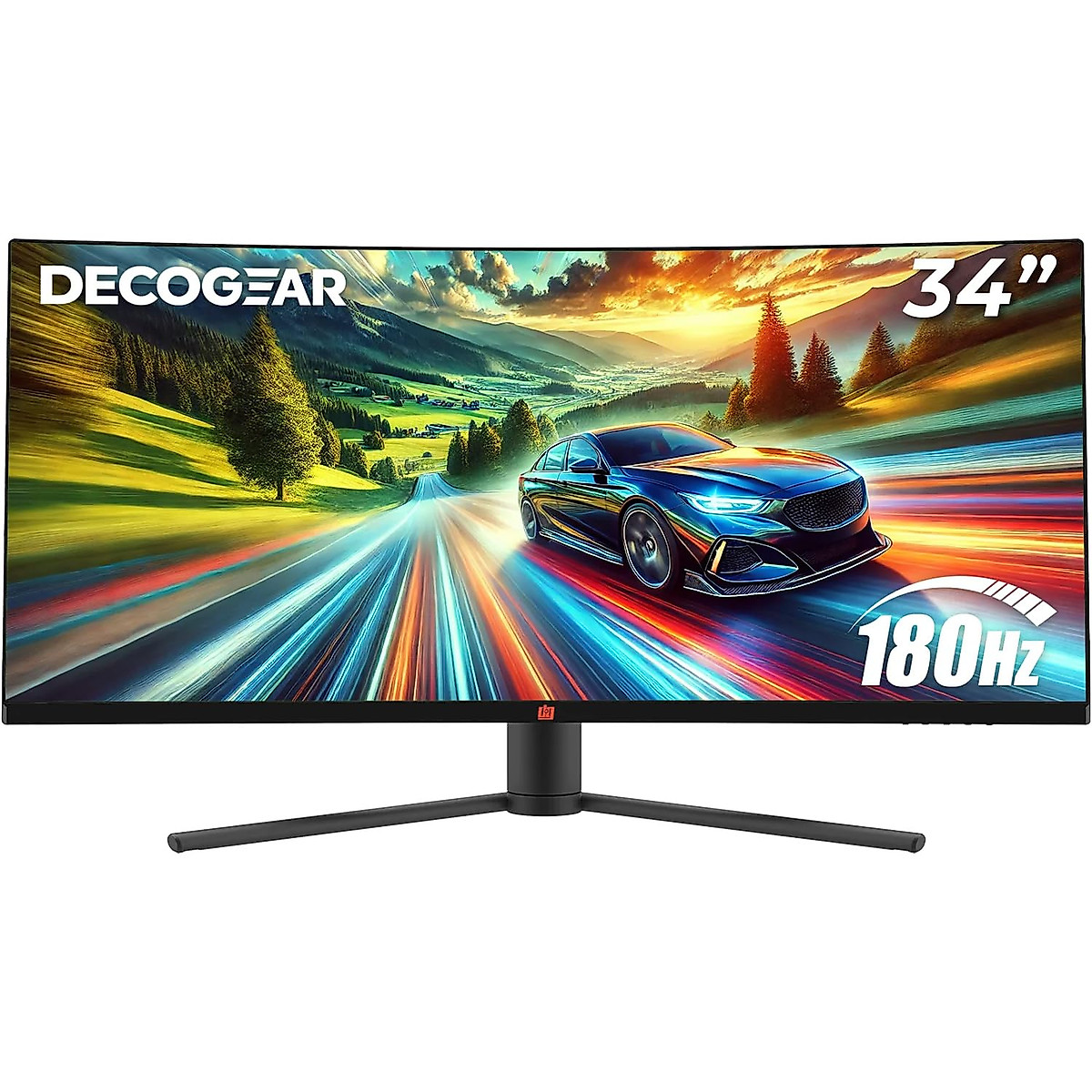 Deco Gear 34" 3440x1440 21:9 Ultrawide Curved Monitor, 180Hz, HDR10, 4000:1 Contrast Ratio, 99% sRGB, 16.7 Million Colors, Adaptive Sync, Blue Light Reduction