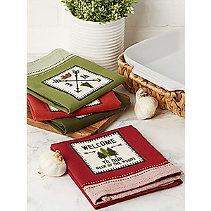 DII Mountain Trail Plaid Lodge Kitchen Accessories, Dishtowels, 18x28, Assorted Nature/Cabin, 4 Piece