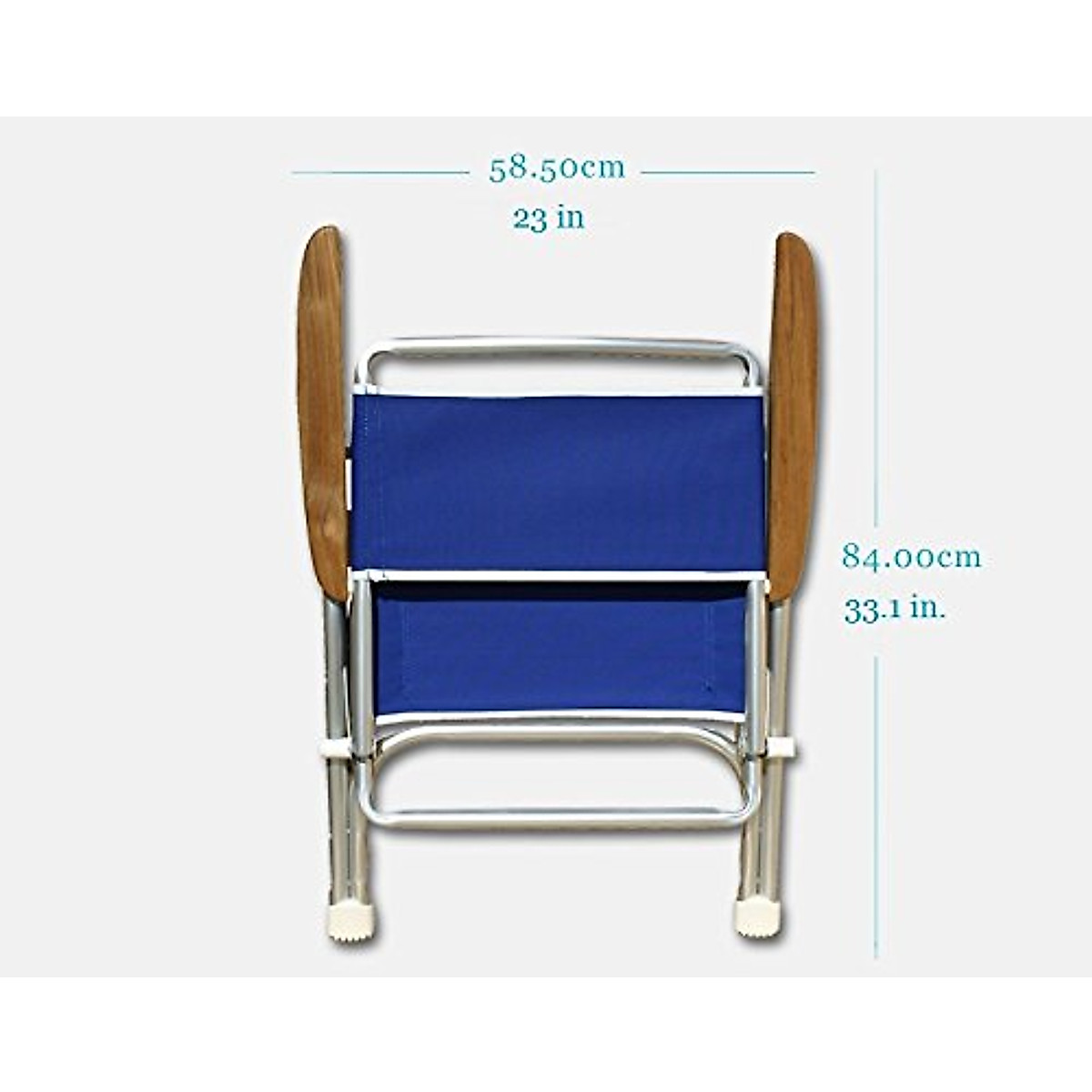 FORMA MARINE Boat Chairs Navy Blue Deck Folding Marine Aluminum Teak Furniture Set of 2 M100NB