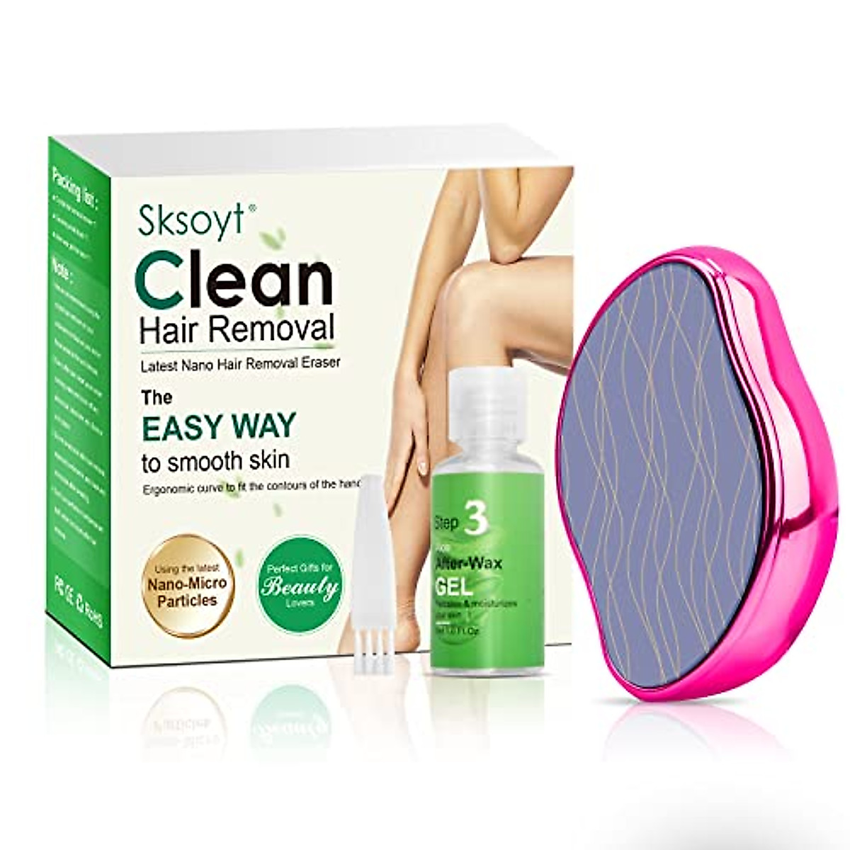 SKSOYT Upgraded Nano Crystal Hair Eraser for Women and Men Magic Crystal Hair Remover with Gentle Skin Exfoliation Easy to Use Works for Arms, Back & Legs Perfect Gift(Rose Red)