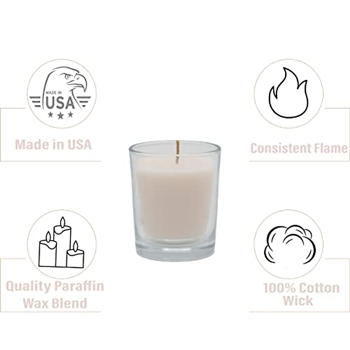 CandleNScent Unscented Paraffin Votive in Glass Candles (8, Soft Pink)