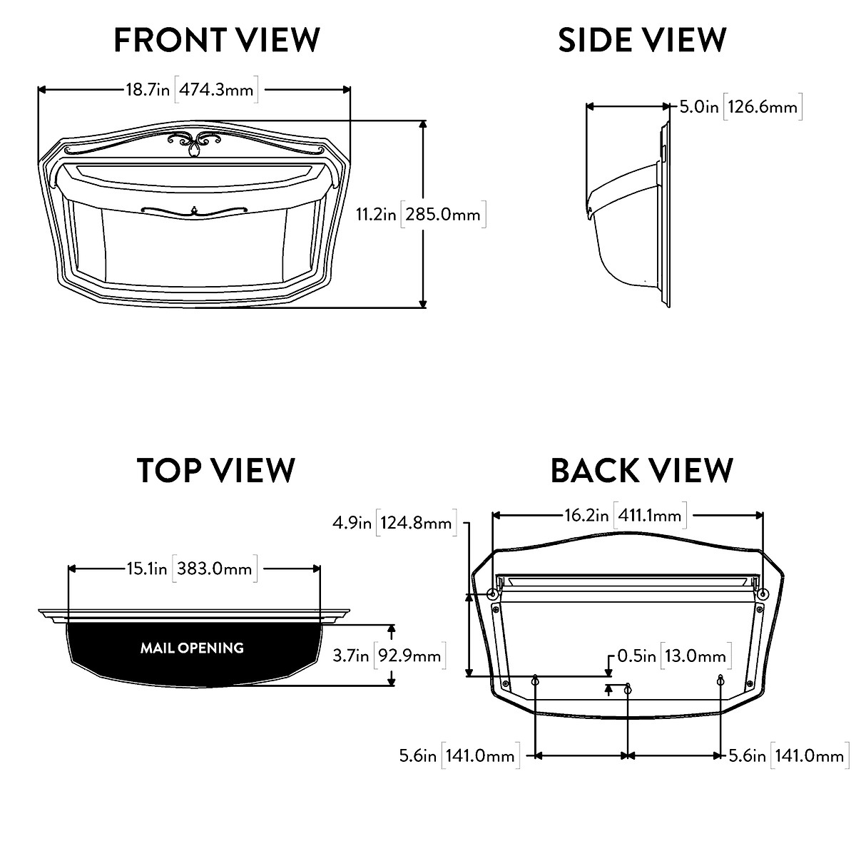 Architectural Mailboxes Villa Aluminum Wall Mount Mailbox, 2541W, White, Small Capacity