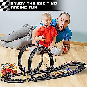 Kids Toy-Electric Powered Slot Car Race Track Set with Dual Racing Game Lap Counter Circular Overpass Track,Boys Toys for 6 7 8-12 Years Old Boy Girl Best Gifts