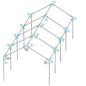 Aoneky 1 3/8'' Corner Canopy Fitting Couplers Kit - Frame Carport Connectors (10 Leg)