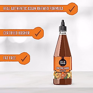 Best Of Thailand Authentic Pad Thai Sauce - Rich Tamarind Flavor, Tangy, Sweet, Savory | Ideal for Noodles, Stir-Fries [NO MSG] | Kosher, Fat-Free | 2-Pack 23.65 Fl Oz