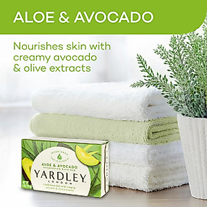 Yardley London Nourishing Bath Soap Bar Aloe & Avocado, Conditions Skin with Creamy Avocado & Olive Extracts, 4.0 oz Bath Bar, 1 Soap Bar