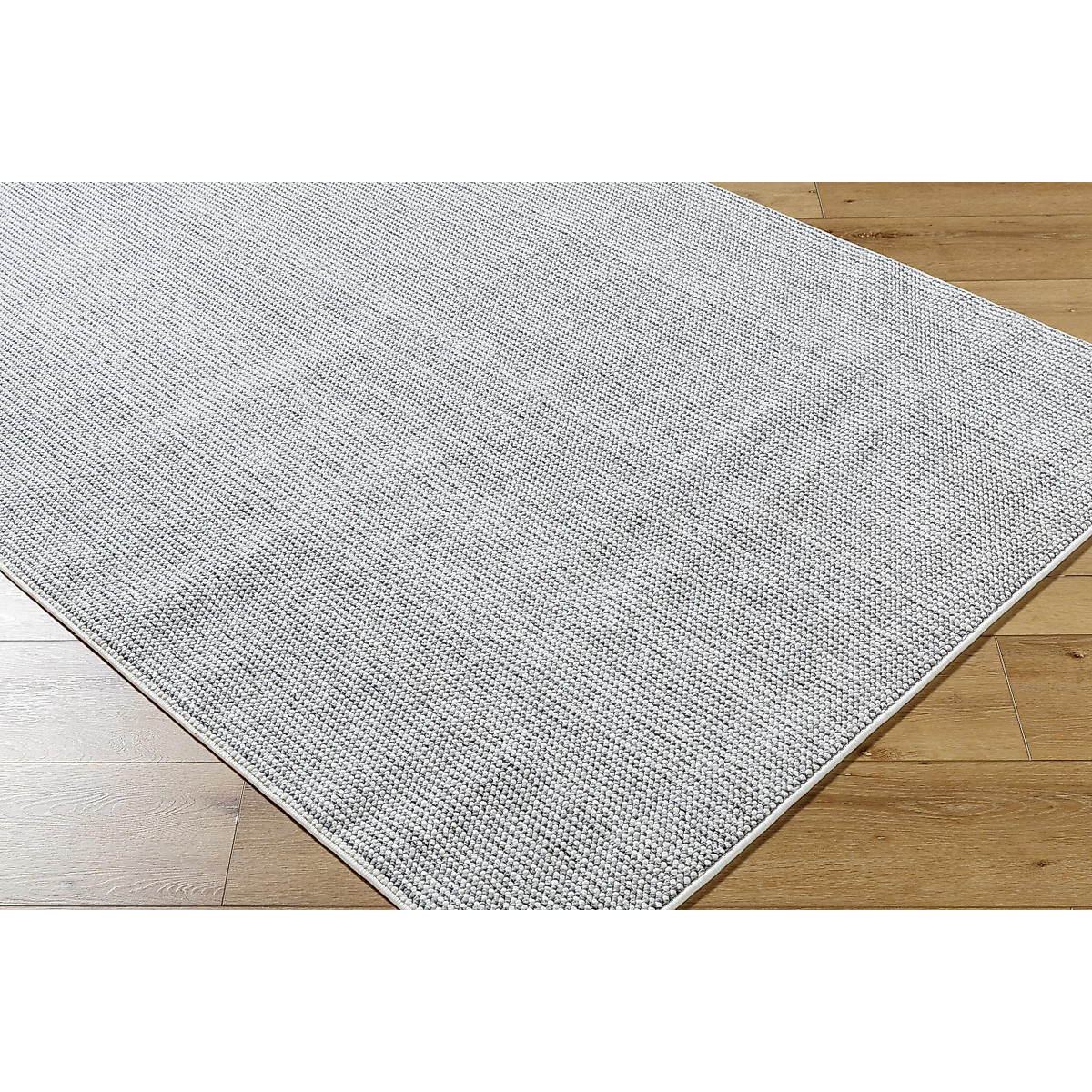 Hauteloom Mayes Living Room, Bedroom Area Rug - Farmhouse Solid Bubble Weave Carpet - Gray, White - 6'7" x 9'