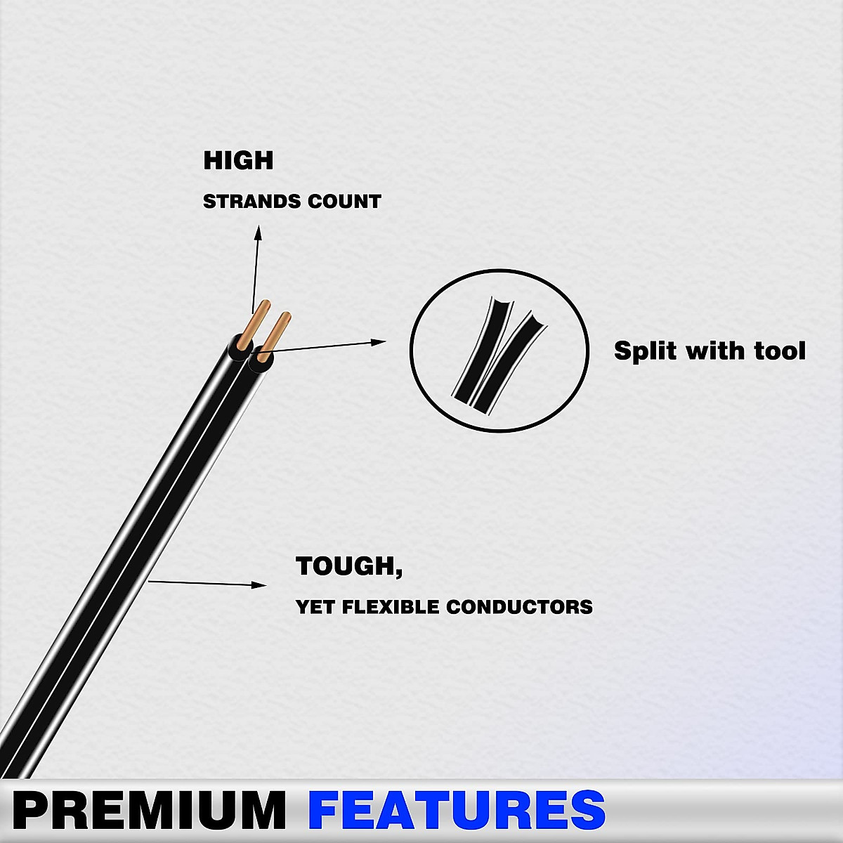 Aniai Low Voltage Landscape Wire,UL List 18/2 SPT-1 250FT Electrical Wire,for Light and Lamp Extension Cable