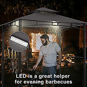 ABCCANOPY 8'x 5' Grill Gazebo Canopy - Outdoor BBQ Gazebo Shelter with LED Light, Patio Canopy Tent for Barbecue and Picnic (Dark Gray)