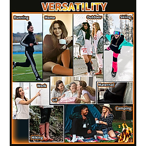 Aoliks Black Warm Socks for Women,Thermal Knee High Socks Cotton Long Socks for Running Hiking Skiing Gifts