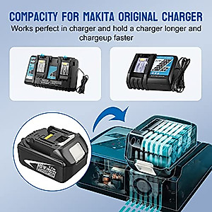 2Pack 18v BL1860B Replacement Battery 6.0Ah Compatible with Makita 18 Volt Battery Lithium ion BL1860 BL1850 BL1840 BL1830 BL1820 BL1815B LXT400 194204-1 with LED Indicator Cordless Power Tools