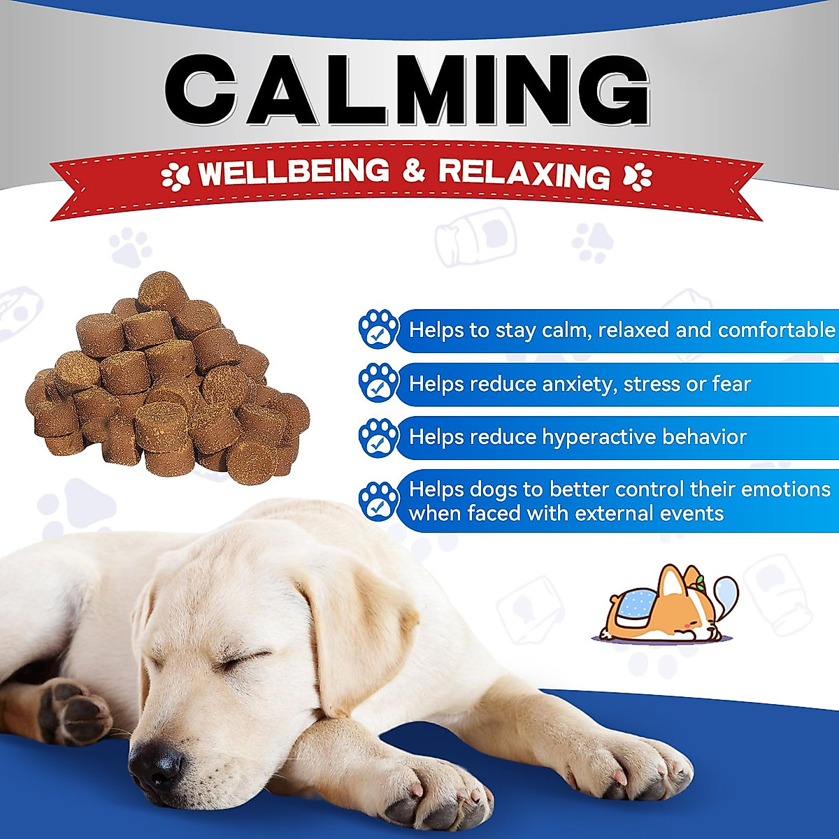 Calming Chews for Dogs - Dog Anxiety Relief,Dog Calming Treats - Supplements Calming Chews for Dogs 7 oz 90 Count