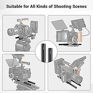 SmallRig 15mm Rods Pack, 15mm Tube with M12 Thread Rod Cap Connectors, Aluminum Alloy Rods Combination for Camera Rig Matte Box Follow Focus 15mm Rod System - 1659