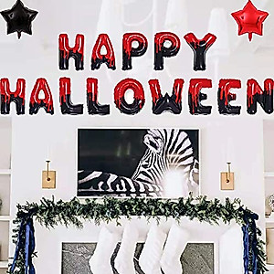 SainSpeed Halloween Party Decoration Set, Happy Halloween with Latex Balloons, Tassel, Star, Spider for Halloween Party Decor Supplies Halloween Bar Home Accessory & Decoration