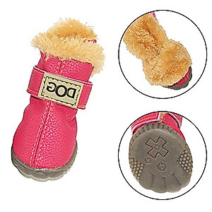 WINSOON Dog Australia Boots Pet Antiskid Shoes Winter Warm Skidproof Sneakers Paw Protectors 4 Pcs Set (Size 2, Pink)