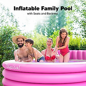 Toysical Round Lounge Inflatable Pool with Seats and Backrest for Kids, Family and Adults, “88 x 85 x 21”