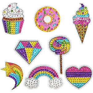 16 Pieces Big Diamond Painting Stickers Kits, Make Your Own Gem Stickers, 5D Diamond Painting by Numbers Cfart Kits for Girls Kids Toddler Ages 3-5 4-6 6-8