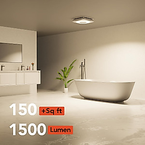 OREiN OL003 Bathroom Exhaust Fan with Light, 40W Bathroom Fan with Humidity Sensor, 160 CFM 1.0 Sones Bathroom Vent Fan with Light for Home, 1500lm LED Light 3000K/4000K/5000K Selectable & Nightlight