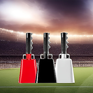 Steel Cowbell with Handle 8 Inch Cow Bells Noise Makers, 2 Pack Large Cowbells for Sporting Events, Hand Percussion Cowbells Cheering Bell for Football Game Party Concert Graduation School (Red)