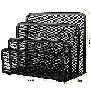 Desk Mail Organizer Small File Letter Holder Metal Mesh Desktop Storage for Home or Office Desk (2 Pack Black)