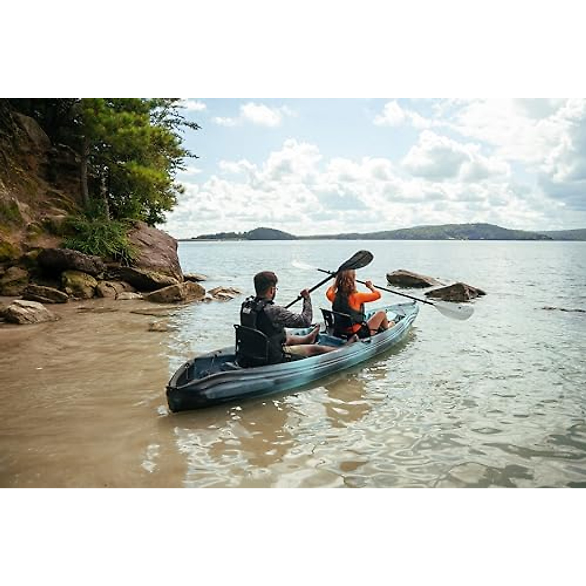 Perception Kayaks Tribe 13.5 Sit on Top Tandem Kayak for All-Around Fun Large Rear Storage with Tie Downs, Dapper
