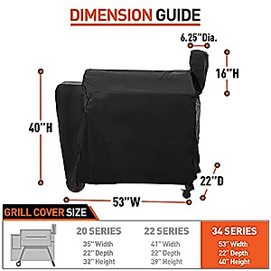 Arcedo Pellet Grill Cover Compatible for Traeger 34, Z Grill 450 600 700, Pit Boss 820, Green Mountain, Waterproof Outdoor Full Length Smoker Cover, Fade Resistant BBQ Cover