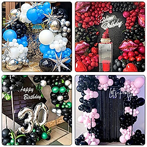 RUBFAC Black Balloons Latex Balloons 100pcs 12 Inch Helium Balloons for Birthday Graduation Baby Shower Wedding Holiday Party Decoration, Black Ribbon