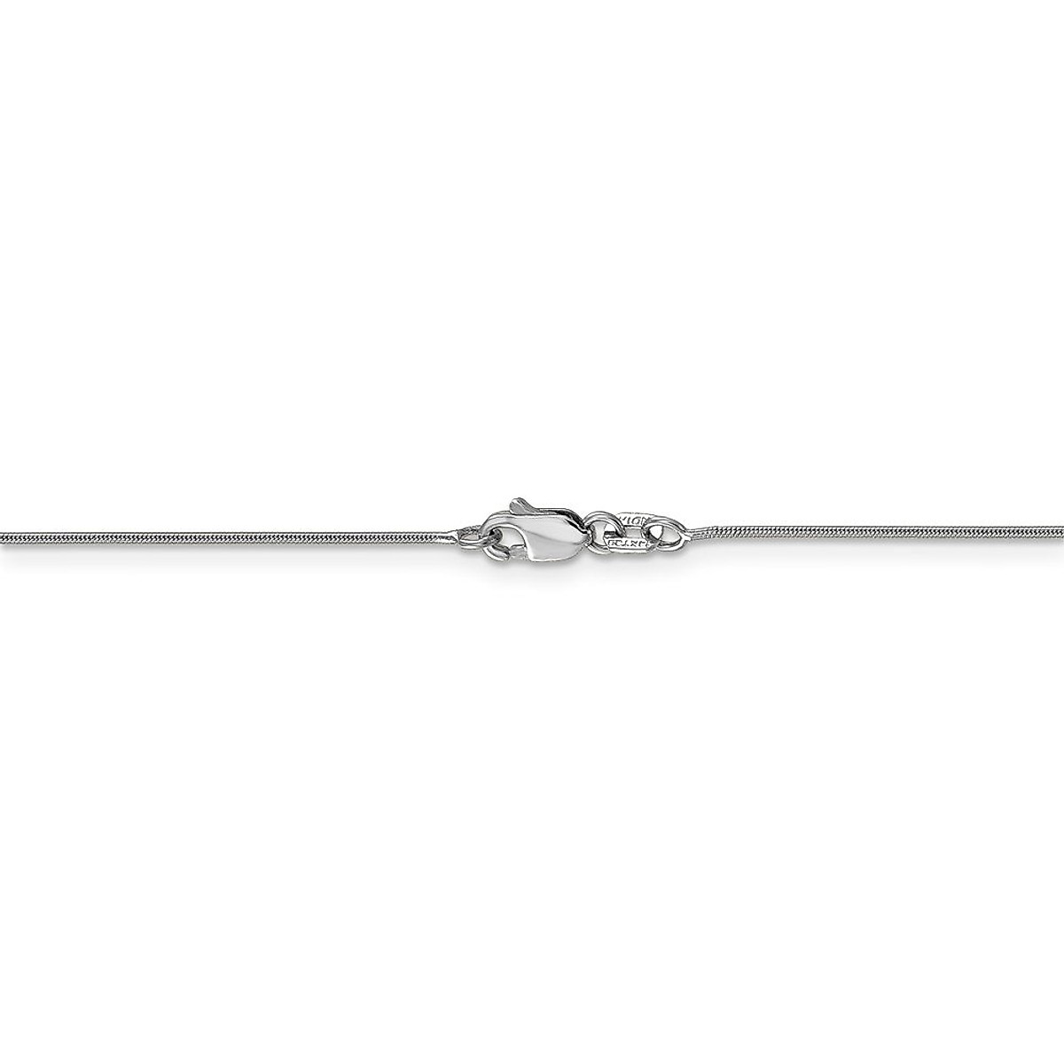 Solid 14k White Gold .80mm Round Snake Chain Necklace - with Secure Lobster Lock Clasp 18"
